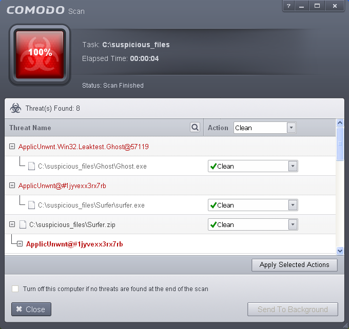 Scan a Folder, Virus Scan, Scan For Virus | Internet Security v7.0 | Comodo